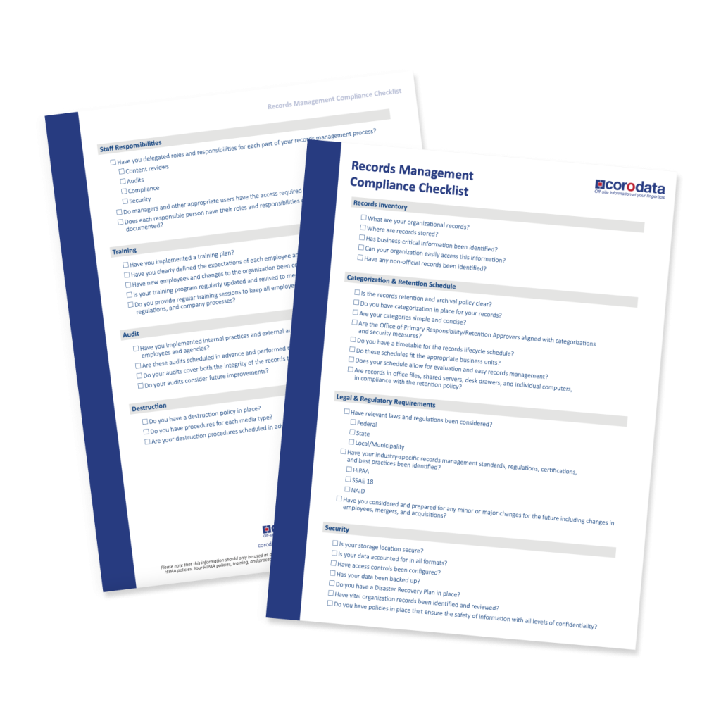 Records Management Compliance Checklist - Corodata Records Management